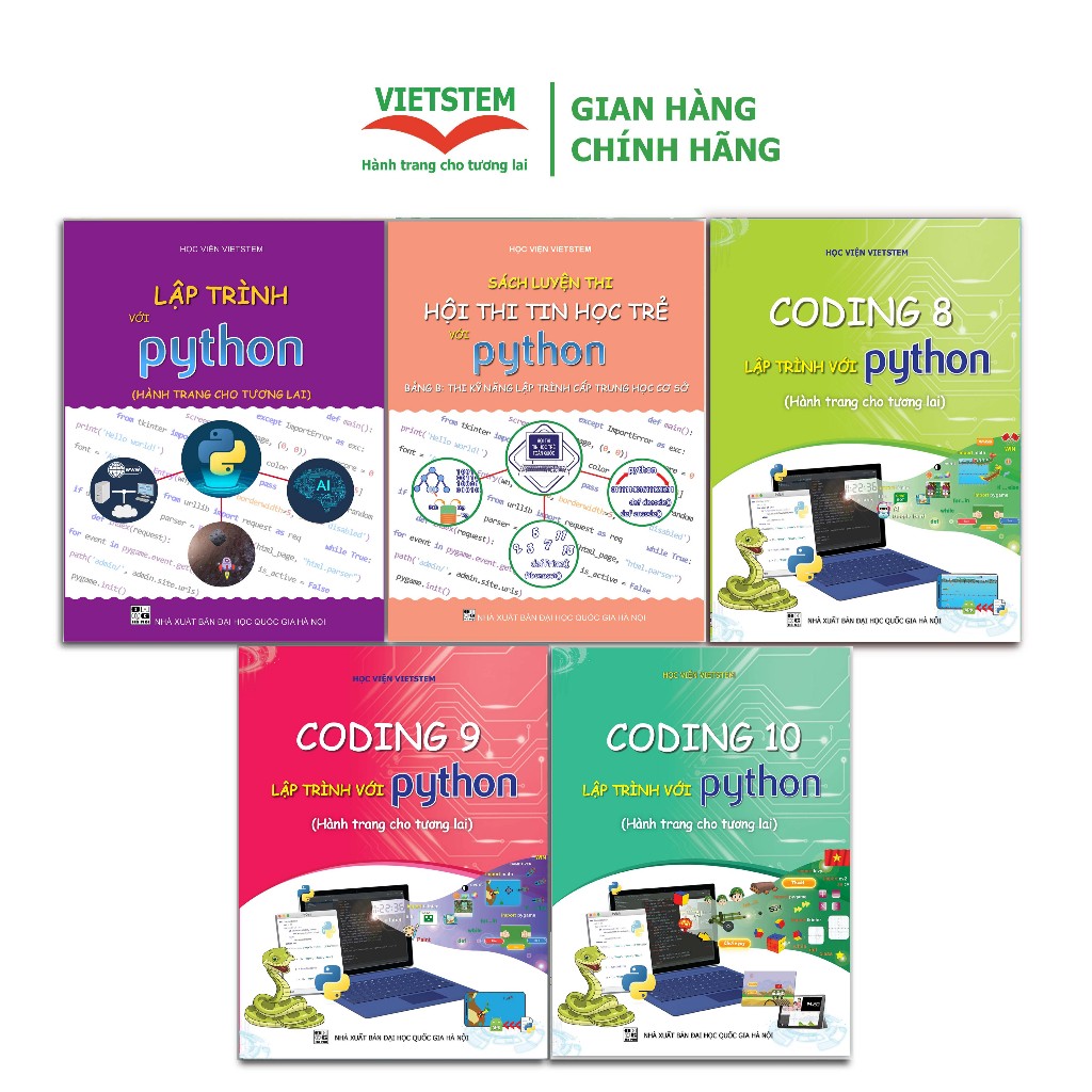 Combo 5 sách hướng dẫn học lập trình Python cho học sinh THCS và THPT | Shopee Việt Nam