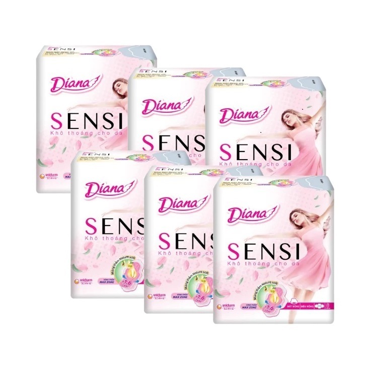 COMBO 6 GÓI BVS DIANA SENSI SIÊU MỎNG CÁNH 8 (MẪU MỚI) | Shopee Việt Nam