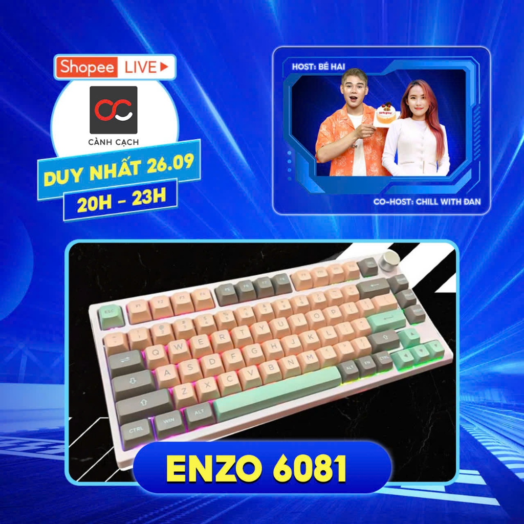 Bàn Phím Cơ Không Dây Mạch Xuôi 3 Mode Led RGB ENZO 6081 | Shopee Việt Nam