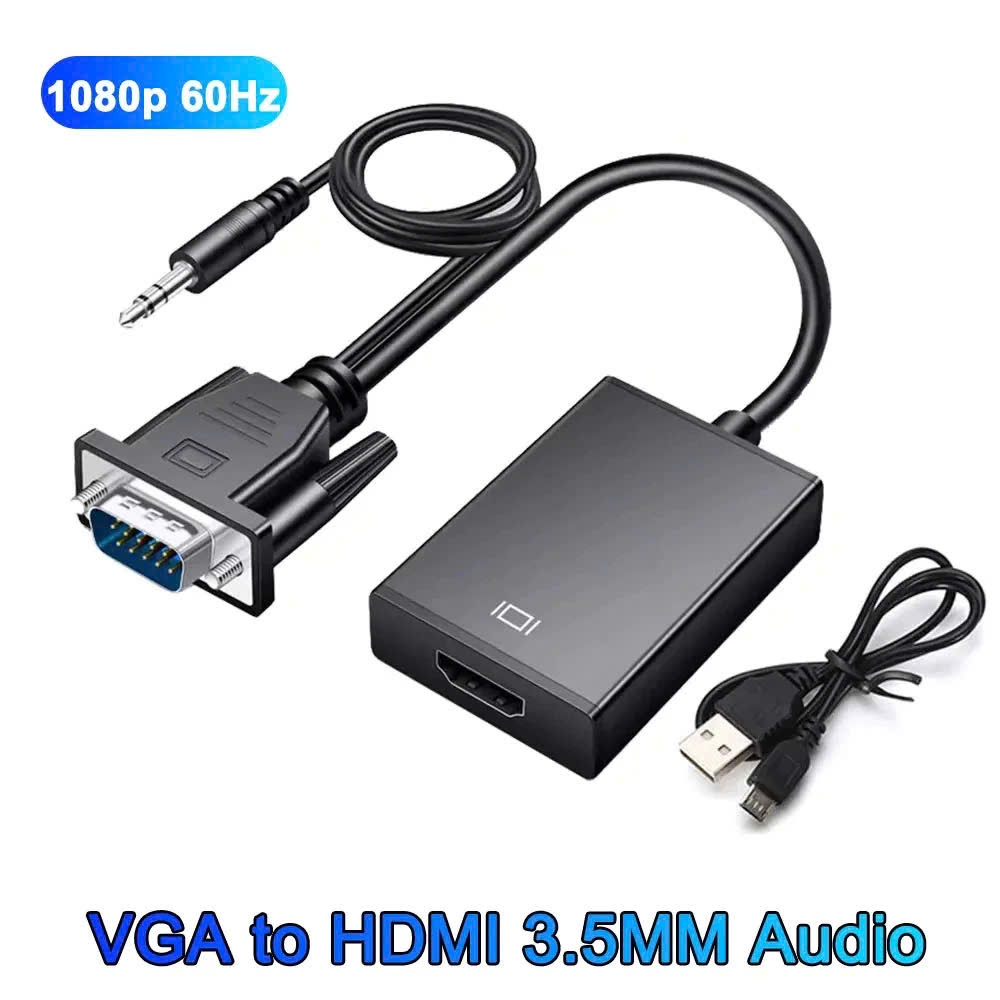 Bộ cáp chuyển đổi tín hiệu VGA sang HDMI / HDMI to VGA có âm thanh dây cáp Micro USB FULL HD ...