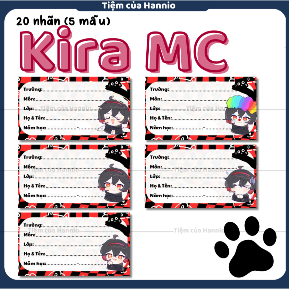 Bộ 20 Nhãn vở in hình Kira MC, NeuyQ, Kresh, Kijay, Kenn, Ozin kích ...