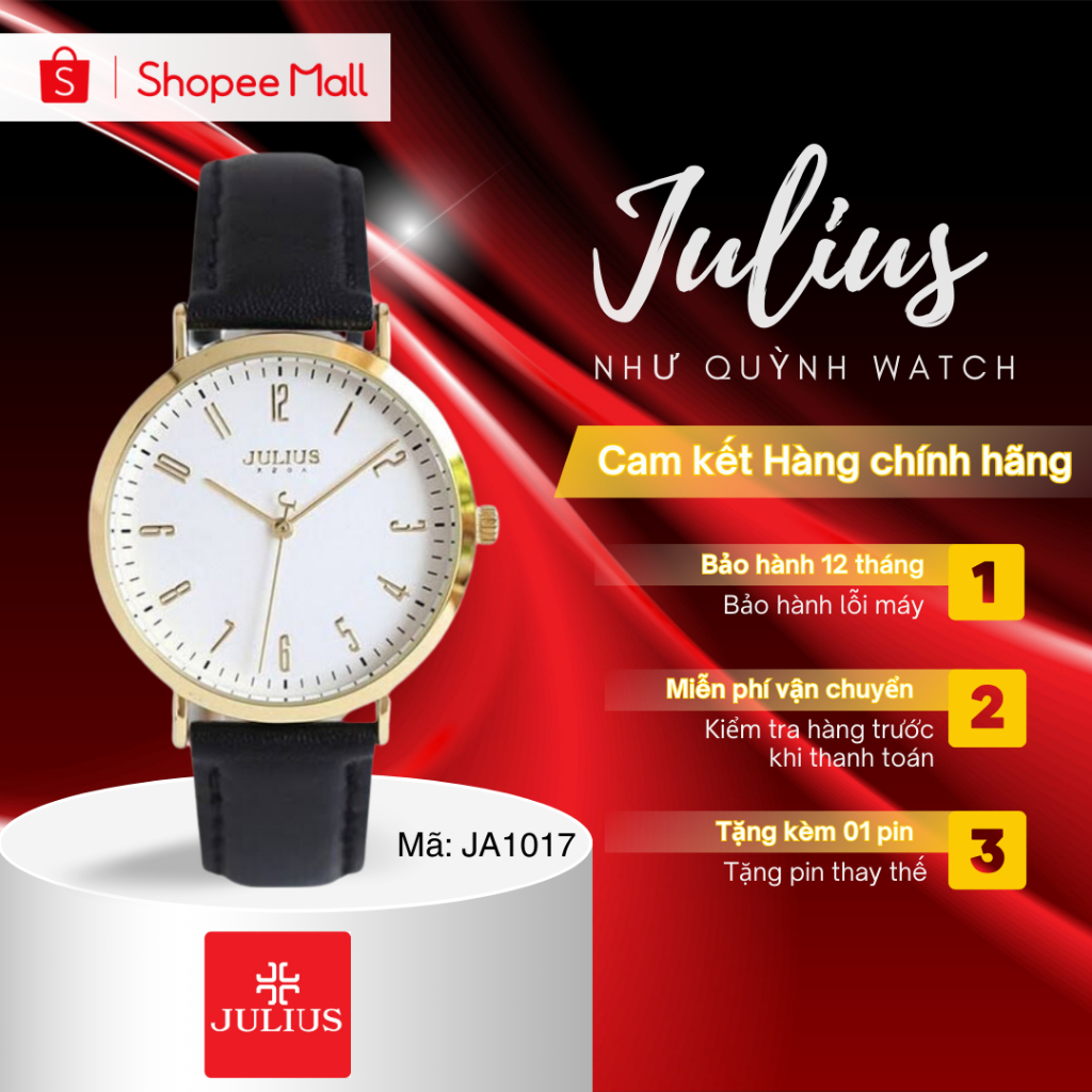 Đồng hồ nữ Julius Hàn Quốc JA-1017B dây da (Đen) | Shopee Việt Nam