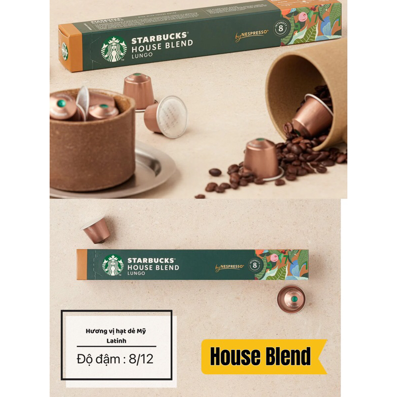 Cà phê viên nén Nespresso Starbucks hộp 10 viên vị House Blend ( Dùng ...