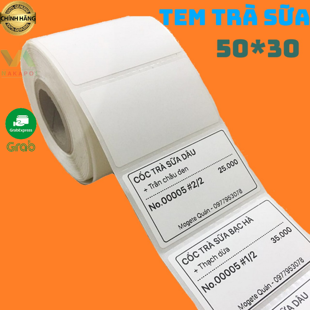 GIẤY IN TEM 50*30 TỰ DÁN LY TRÀ SỮA 50x30 DÁN CỐC 30x50 TEM MÃ VẠCH 400 ...