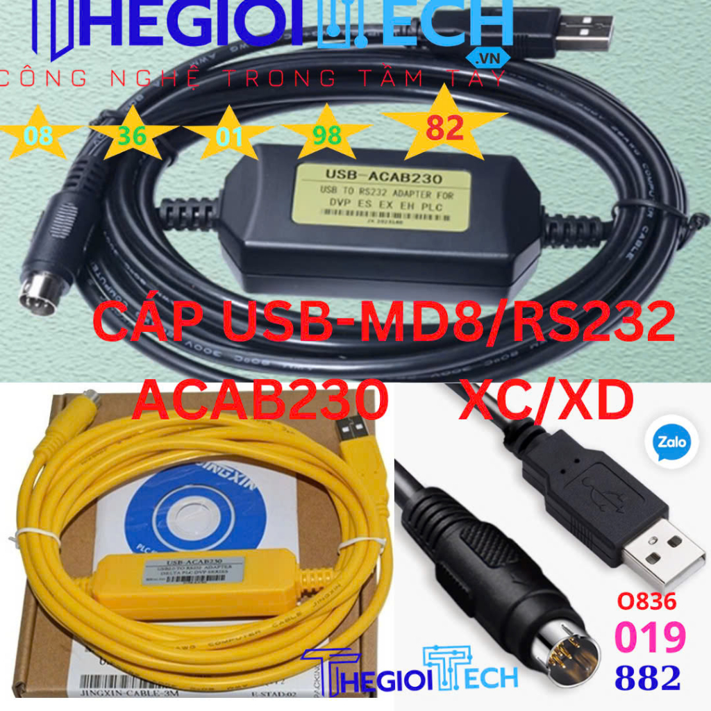 Cáp Lập Trình PLC Delta USB DVP 232 USB-ACAB230 USBACAB230 RS232 ...