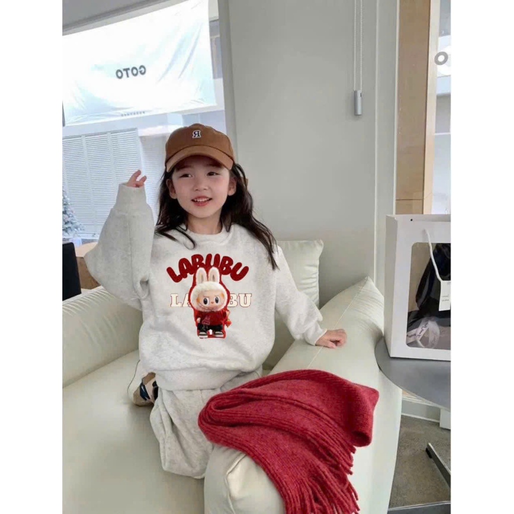 (Bu6) SET BỘ LABUBU NỈ BÔNG MÀU GHI TIÊU CHO BÉ HOT HIT 8-18KG | Shopee ...