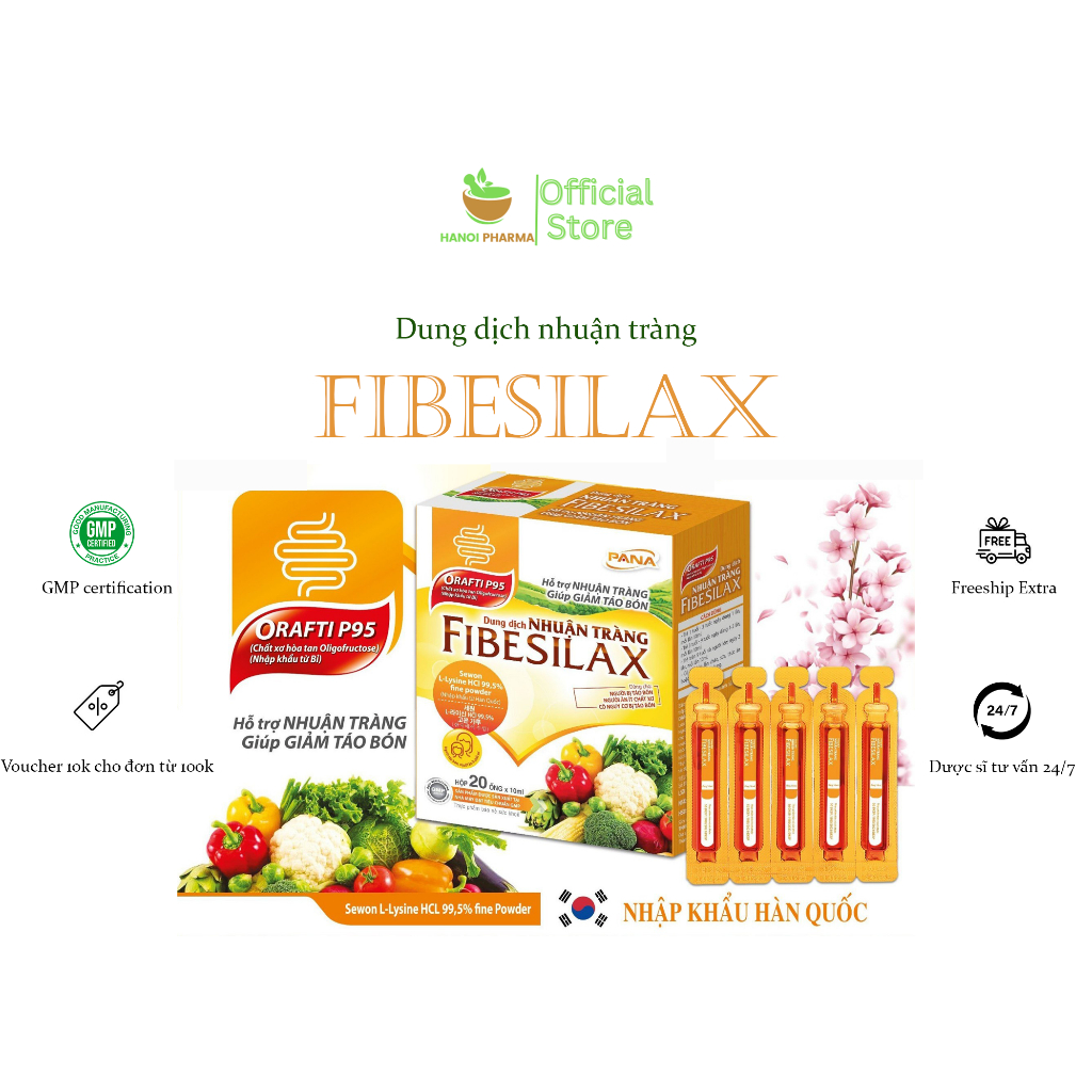 Ống uống nhuận tràng FIBESILAX bổ sung chất xơ hỗ trợ giảm táo bón nhập ...