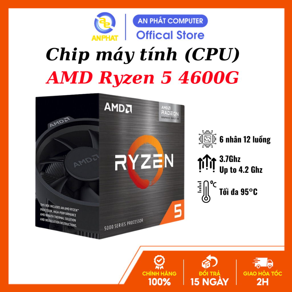 Chip máy tính CPU AMD Ryzen 5 4600G (AMD AM4 - 6 Core - 12 Thread - Base 3.7Ghz - Turbo 4.2Ghz ...