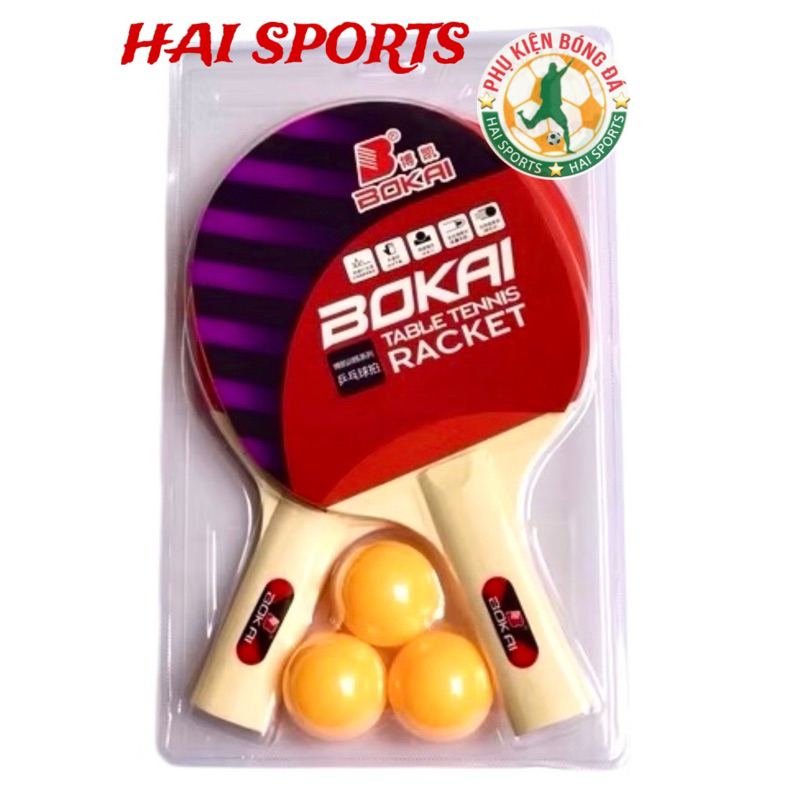 Bộ 2 Vợt bóng bàn BOKAI - Tặng kèm 3 quả bóng [ Hàng đẹp ] Dành cho ...
