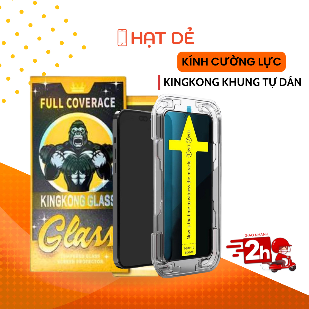 Kính Cường Lực King Kong Full Màn Hình Có Khung Hỗ Trợ Dán Dành cho IP ...