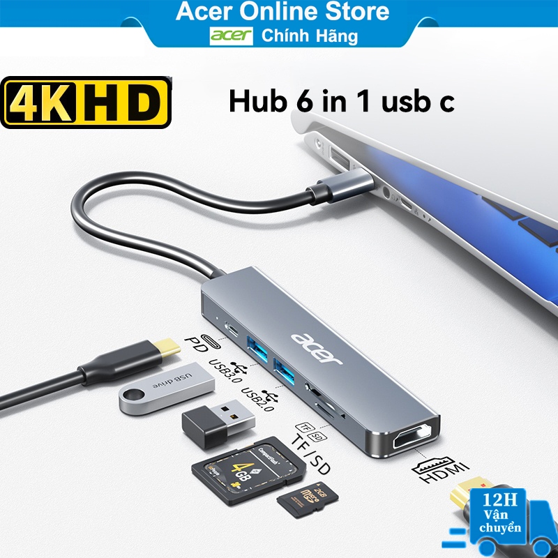 Hub USB Type C 3 Trong 1 HDMI+PD100W+SD/TF+USB3.0+USB2.0 kết nối nhanh Hub USB xài được cho ...