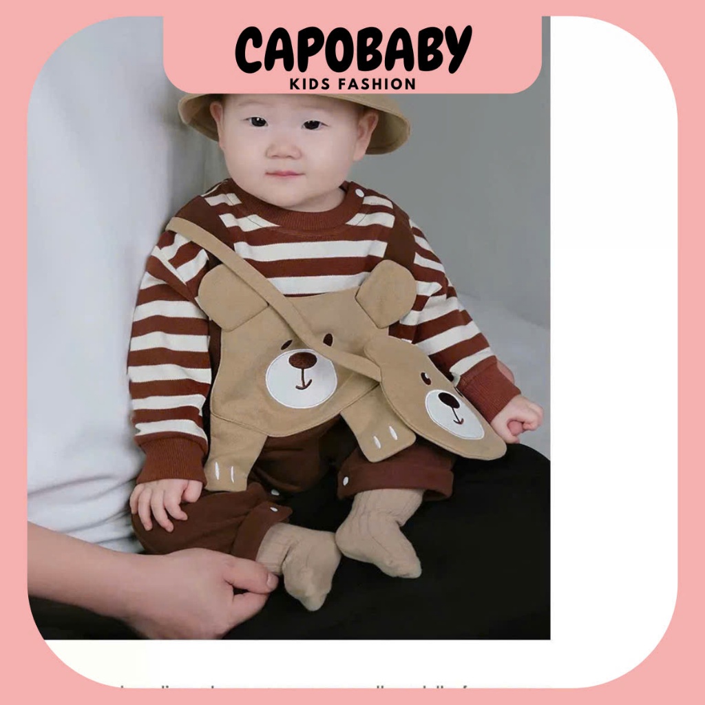 [SH503] Set yếm + mũ hình cá mập gấu nâu kẻ dễ thương cho bé từ 7-16kg | Shopee Việt Nam