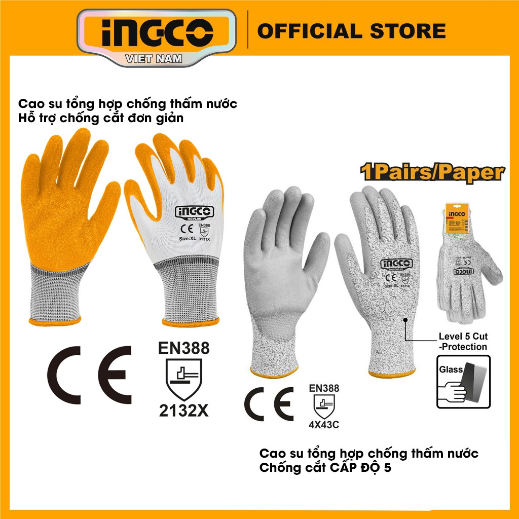 Găng tay chống cắt cấp độ 5 INGCO HGCG01-XL | HGCG02-XL, găng tay Latex ...