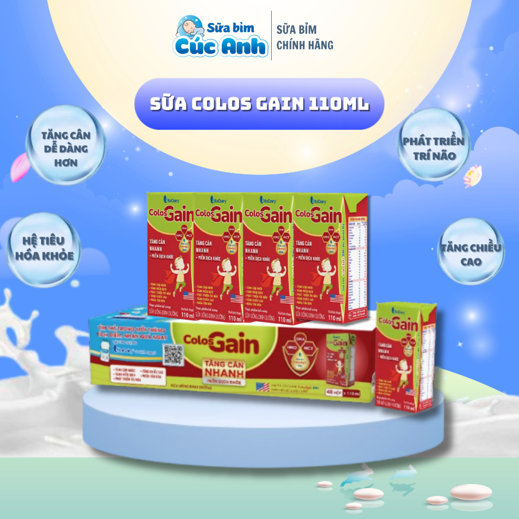Thùng sữa bột pha sẵn Colos Gain, sữa công thức cho bé, sữa hộp dinh ...
