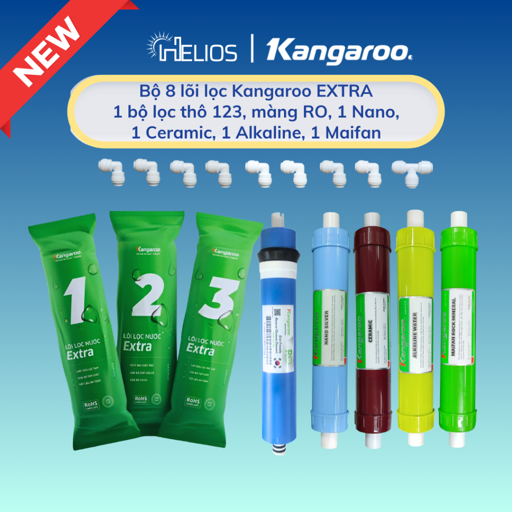 Trọn bộ 8 lõi lọc nước Kangaroo chính hãng dùng cho máy lọc nước Kangaroo KG108A, KG108H, KG06G4 ...