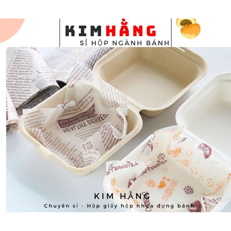 100 Tờ giấy lót bánh bento cake, giấy lót hộp bã mía size 18 x 18 ...