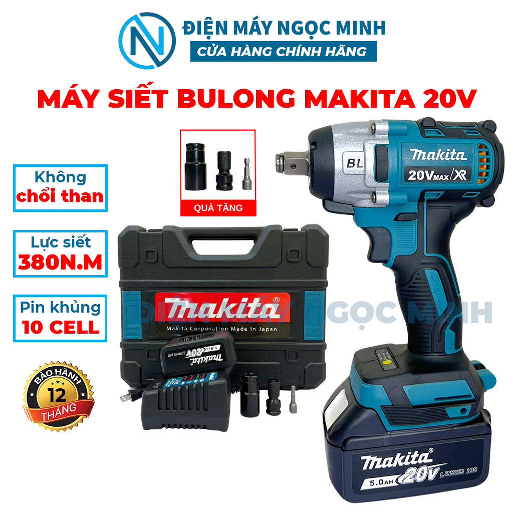 Máy siết Bulong KHÔNG CHỔI THAN MAKITA 20V bắt vít đầu 2 trong 1 lực siết lớn bảo hành 12 tháng ...