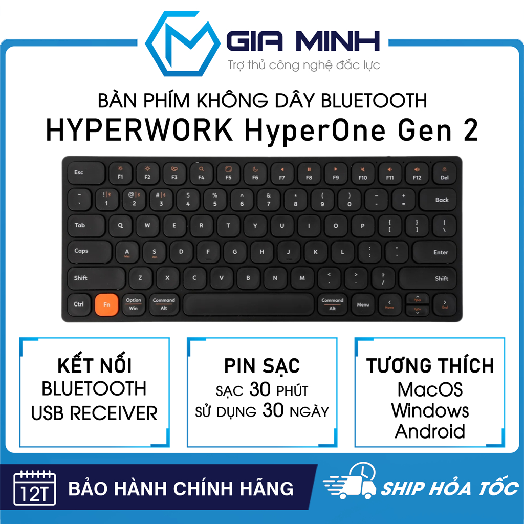 Bàn Phím Không Dây Bluetooth Hyperwork HyperOne Gen 2 - Xài Pin Sạc - Hàng Chính Hãng - Bảo Hành ...