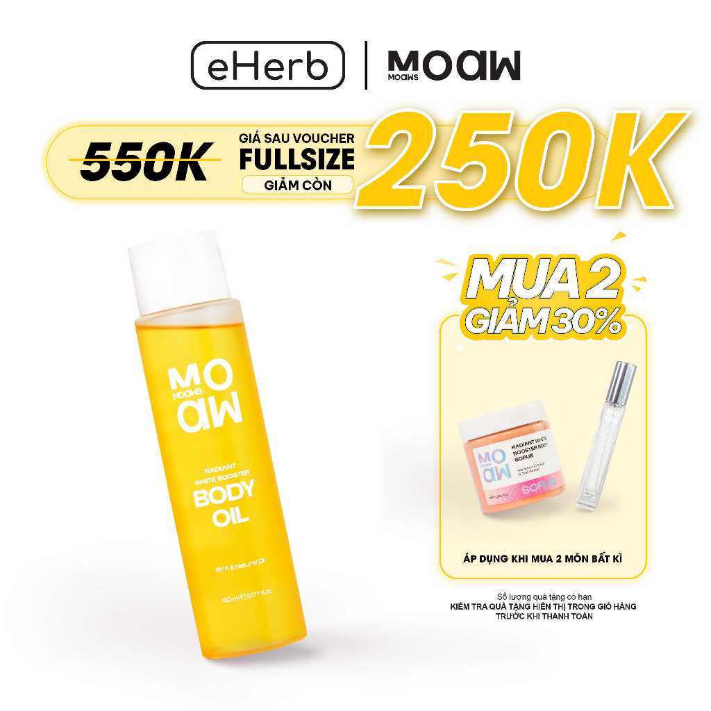 [MUA 2 GIẢM 30%] Dầu dưỡng trắng da toàn thân MOAW MOAWS - làm sáng da ...
