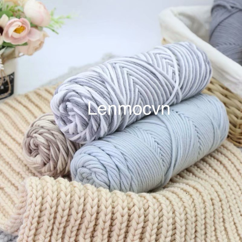 Len cotton ống 100gr, cuộn len cotton love 3mm | Shopee Việt Nam