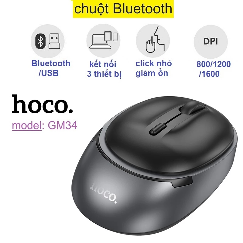 Chuột không dây bluetooth Hoco Gm34 dùng cho PC/ Laptop/ tablet ...