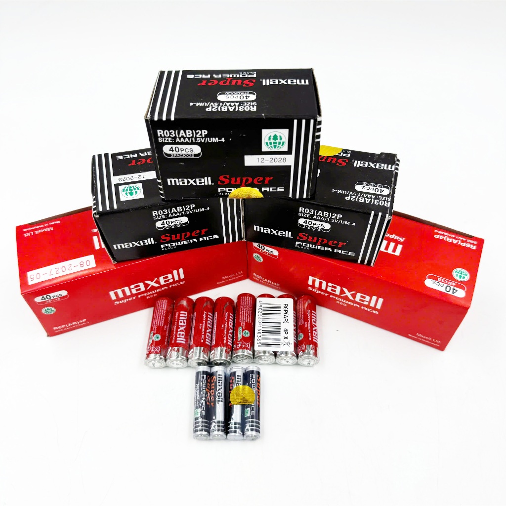 Hộp 40 Viên Pin CARBON Tiểu Maxell AAA R03(AB), Maxell AA R6P(AR) Chính ...