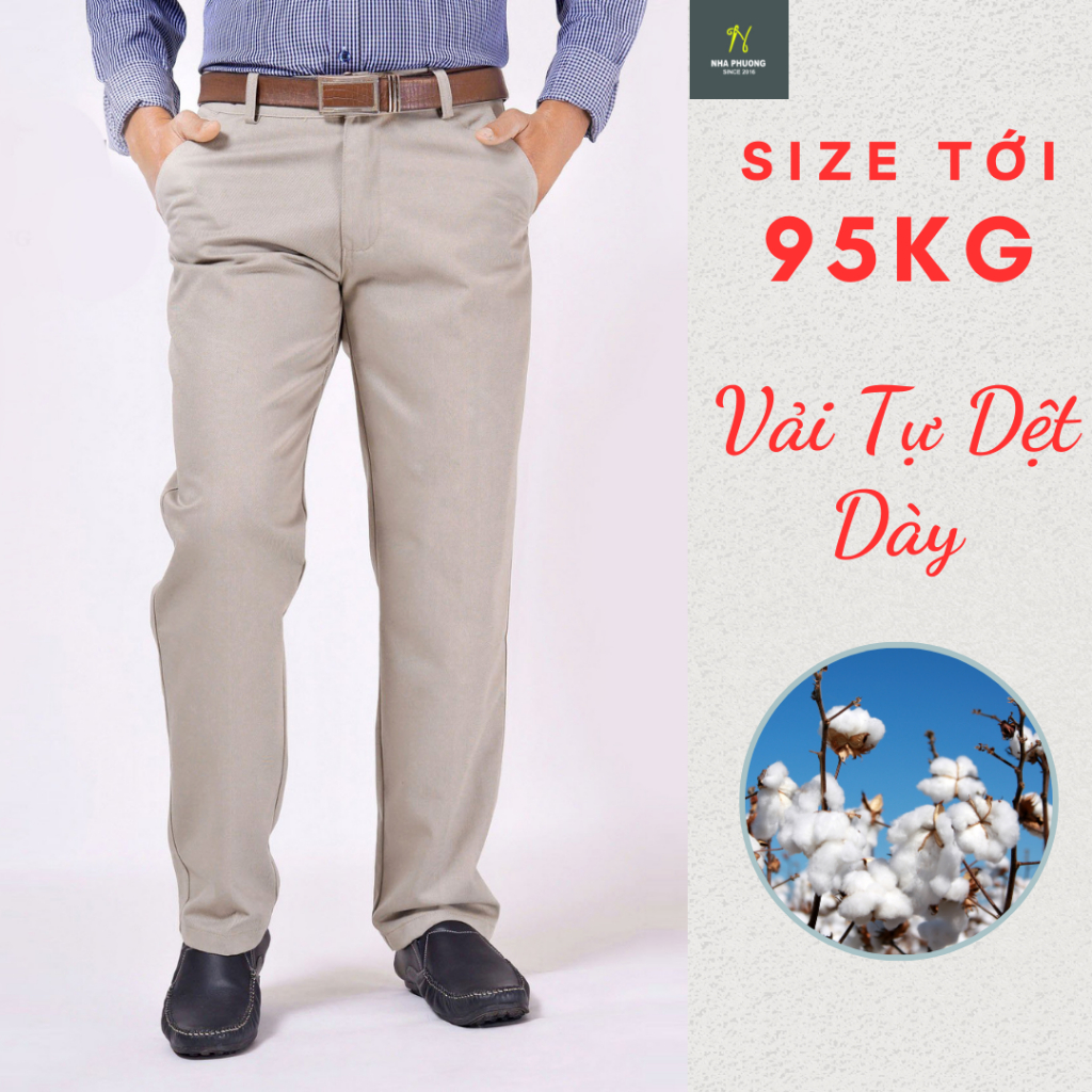 Quần kaki nam big size ống suông vải cotton dày do Thái Khang đặt loại ...