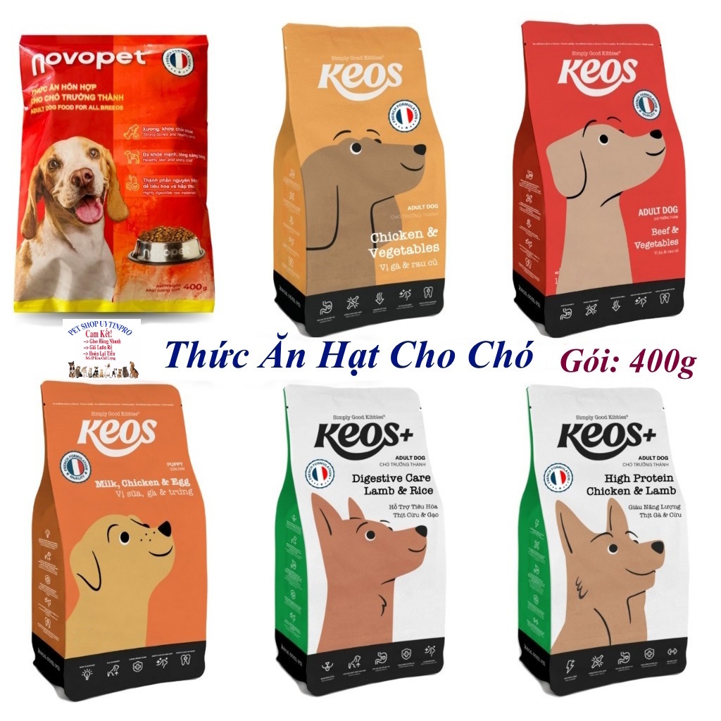 Thức ăn hạt cho Chó KEOS Gói 400g Hỗ trợ tiêu hóa Giàu năng lượng Bổ sung dinh dưỡng hoàn chỉnh ...