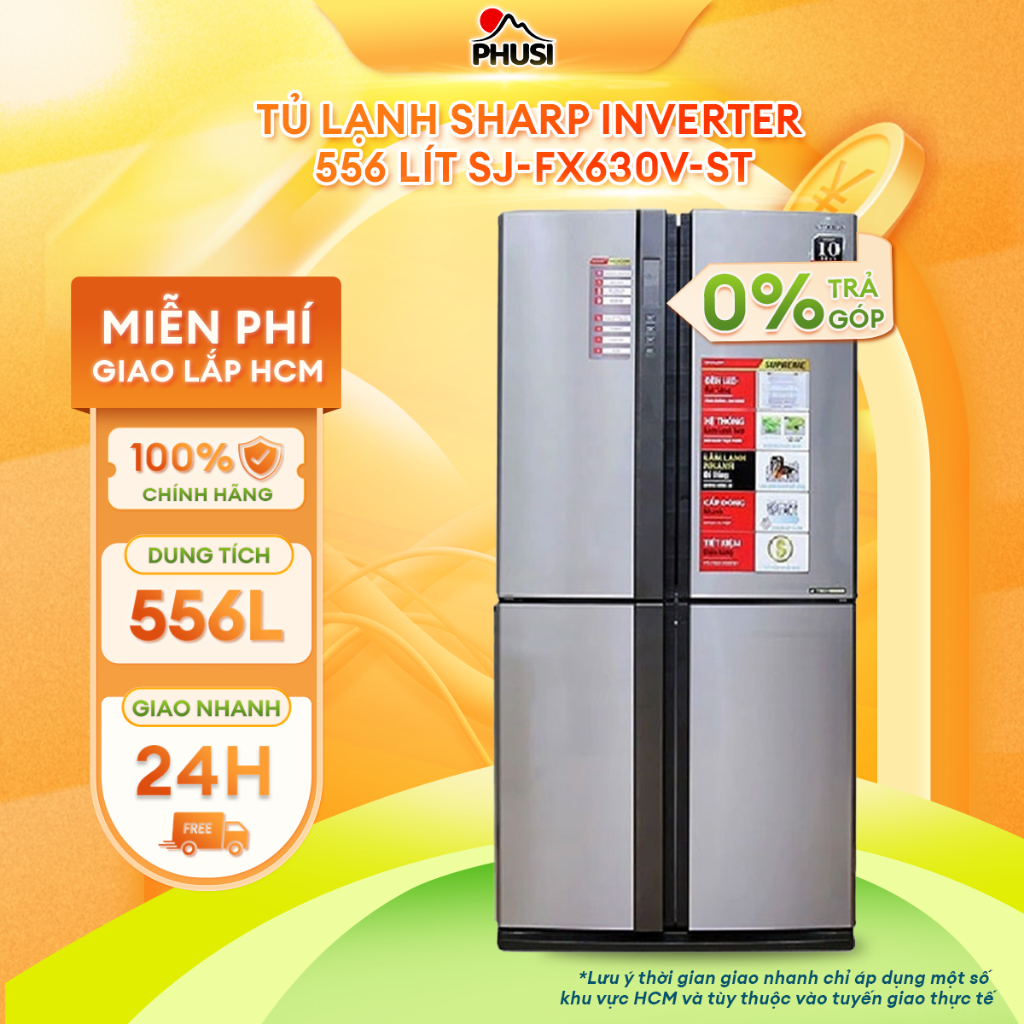 [SJ-FX630V-ST] - [MIỄN PHÍ GIAO LẮP] - Tủ lạnh Sharp Inverter 556 lít ...