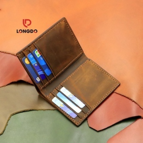 Ví da nam đứng da bò sáp da bò thật nhập khẩu thương hiệu uy tín Longdo ...