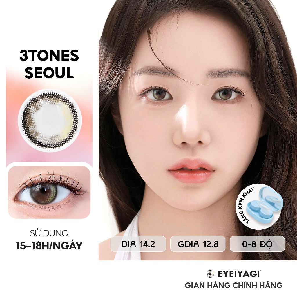 Kính áp tròng EYEIYAGI 3-tones Seoul lens cận 3 tháng độ cận 0-8 DIA 14.2mm | Shopee Việt Nam