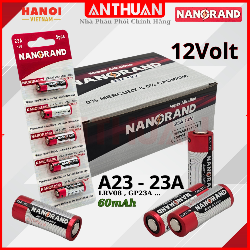 Pin 23A 12V NanoGrand Chất Lượng Cao A23 L1028 VR22 cho điều khiển cửa ...