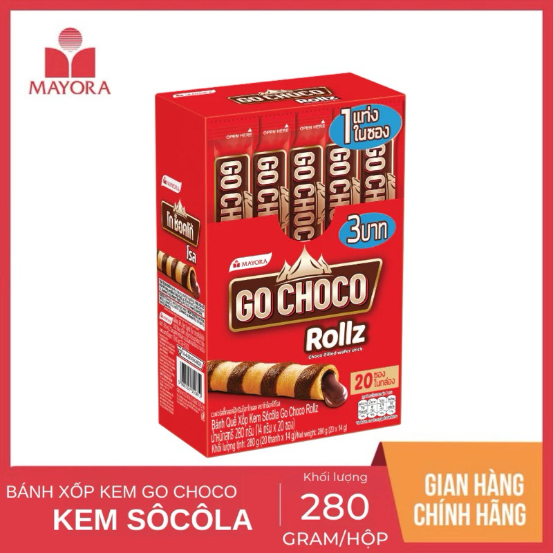 Bánh ống quế kem socola Go Choco Rollz Mayora Indonesia | Shopee Việt Nam