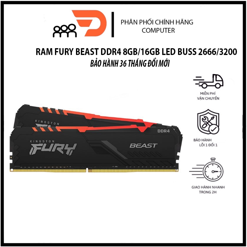 [FREESHIP] RAM PC LED 16GB DDR4 bus 3200Hz Kingston Fury Beast - Hàng ...