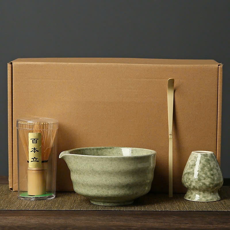 Set 4 món pha matcha gồm Bát đánh matcha, Cây đánh trà xanh matcha ...