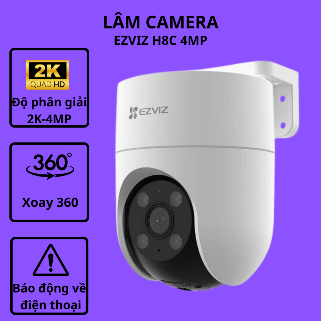 Camera ngoài trời, xoay 360 camera EZVIZ H8C 5MP ban đêm có màu, đàm ...