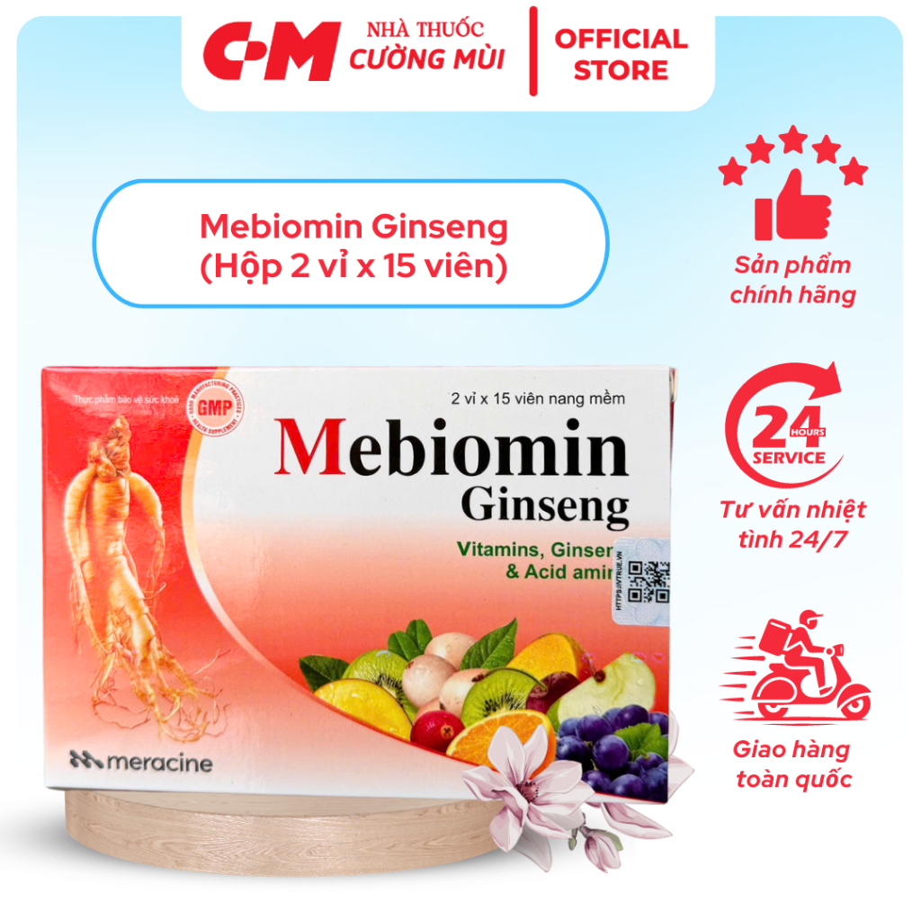 VIÊN BỔ NHÂN SÂM MEBIOMIN GINSENG hộp 30 viên bổ sung vitamin, đạm hỗ ...
