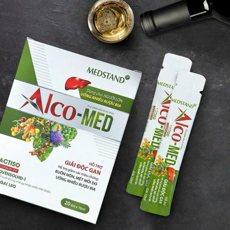 Gói uống giải rượu bia Alcomed mát gan Alco-med hộp 20 gói giải rượu ...
