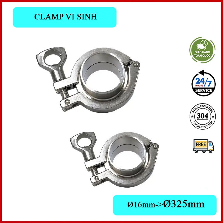 CLAMP INOX 304 VI SINH, CLAMP HÀN VI SINH BÓNG HÀNG 304 CHUẨN PHI 18 ...