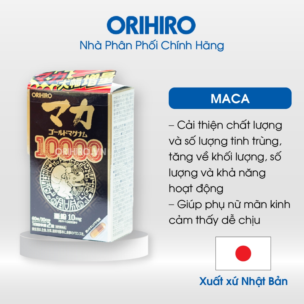 Viên uống tăng cường sinh lý nam nữ Maca Gold Magnum 10000 Orihiro 60 ...
