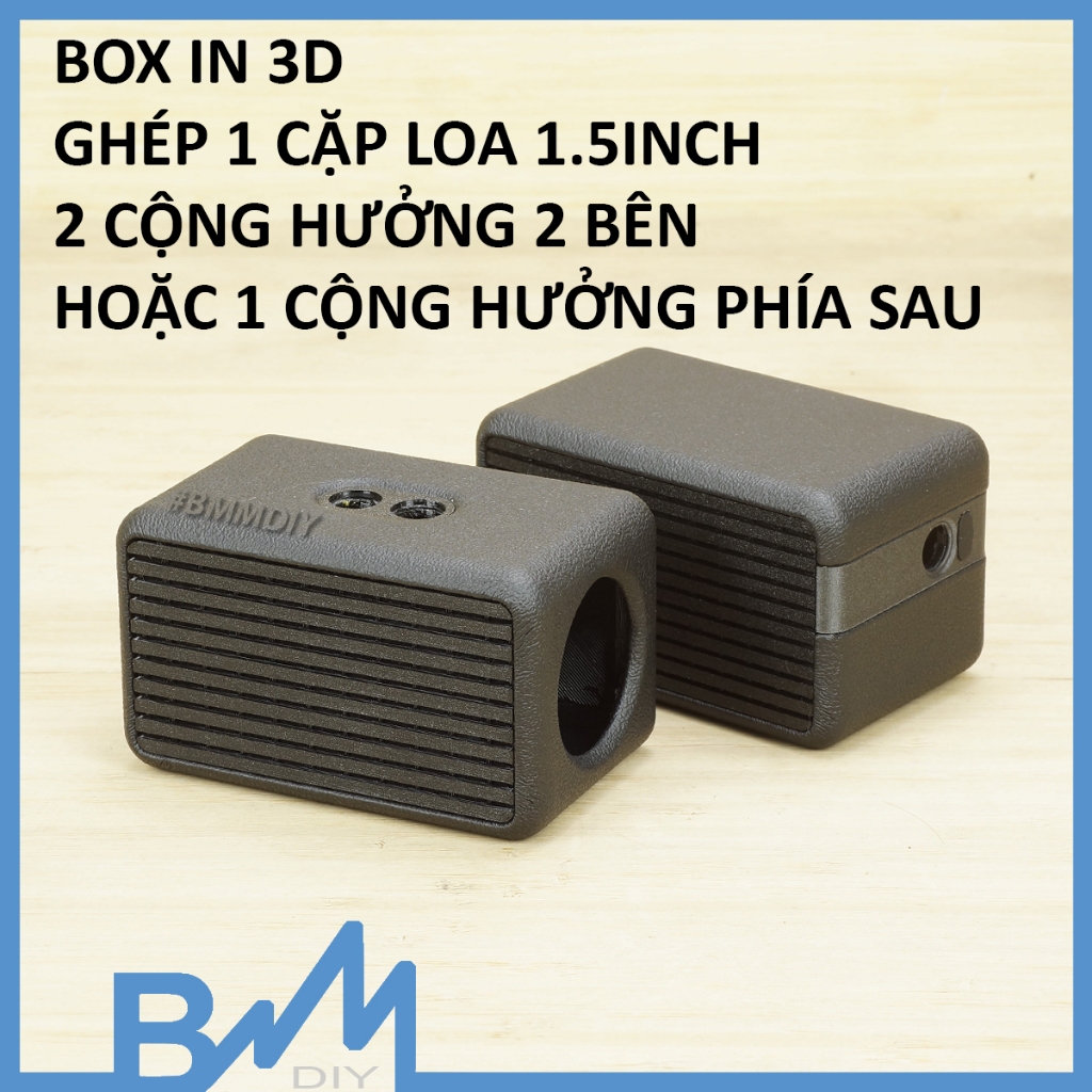 Box loa mini bọc da in 3D 121x71x71mm V2 ghép loa 1.5inch go clip ...