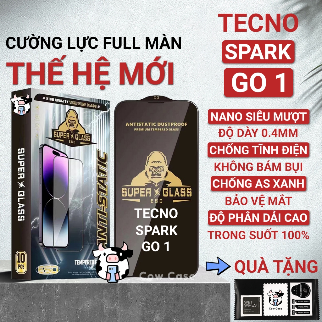 Cường lực Tecno Spark Go 1 full màn | Miếng dán kính bảo vệ màn hình ...