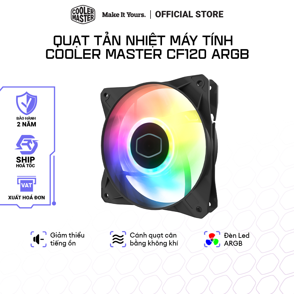 Quạt Tản Nhiệt PC Cooler Master CF120 ARGB, Giảm Ồn, Làm Mát Nhanh, Kích Thước 12cm | Bảo Hành 2 ...