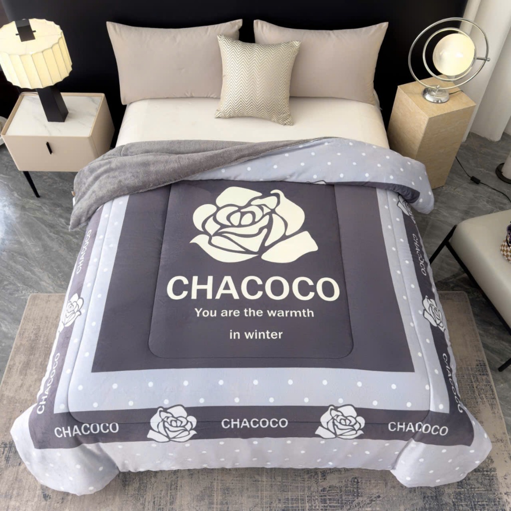 Chăn lông thỏ CHACOCO nhập khẩu chính hãng kích thước 2m3x2m , Mền nỉ COCO siêu ấm không rụng ...