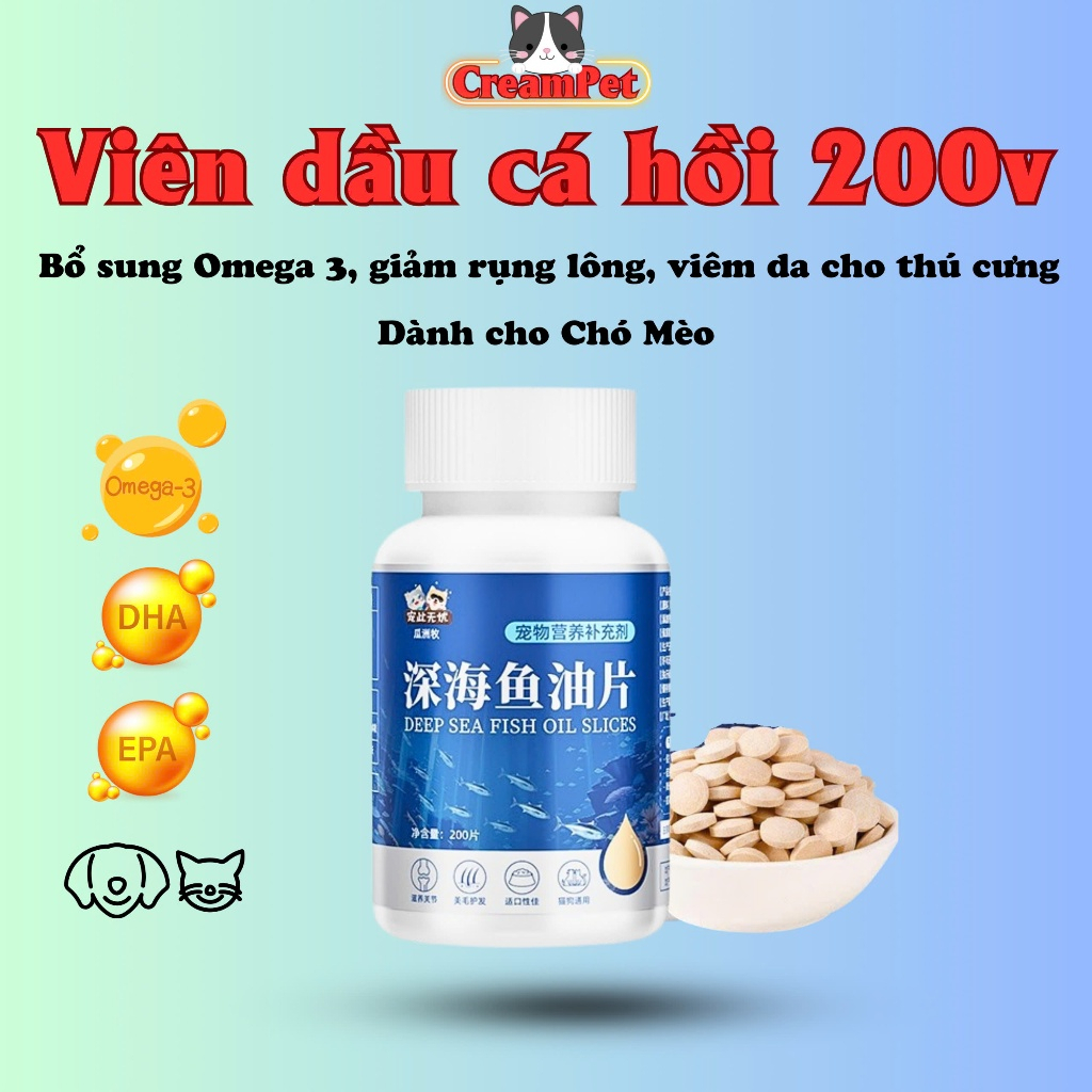 Viên dầu cá biển sâu bổ sung Omega-3 và vitamin giảm rụng lông, tăng ...