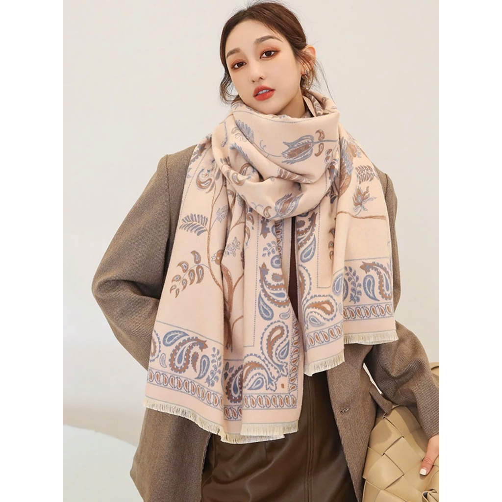 Khăn Quàng, Khăn Choàng Cổ Chất Liệu Dạ Cashmere Cao Cấp Phối Họa Tiết ...