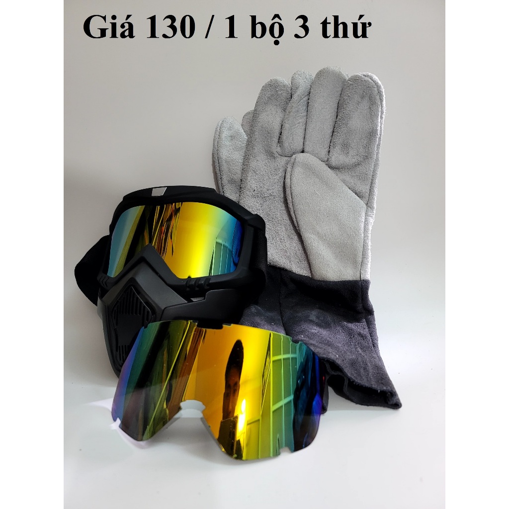 COMBO - Mặt nạ hàn xì + găng tay hàn xì + Kính lẻ thay thế sử dụng hàn ...