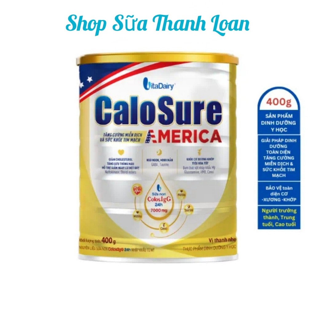 [HSD T12-2026] COMBO 4 Lon TPDD Y Học CaloSure America (Vị Thanh Nhẹ) 400g - VitaDairy. | Shopee ...