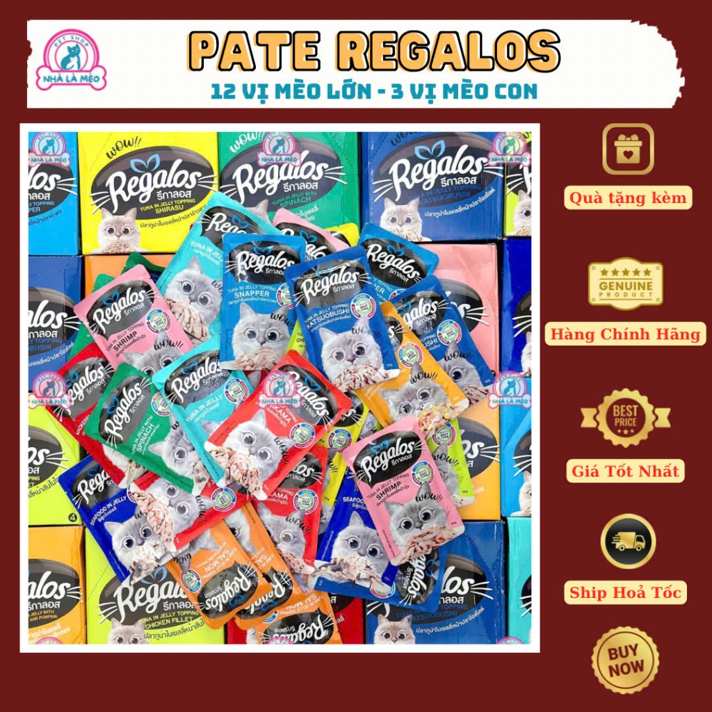 Pate Regalos Cho Mèo - 12 Vị Mèo Lớn / 3 Vị Mèo Con ( Kitten ) | Shopee ...