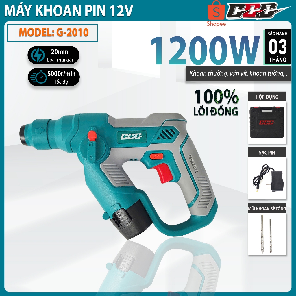 [CHÍNH HÃNG] Máy khoan pin 12V chuyên khoan tường, khoan vặn vít, khoan gỗ, khoan tôn, khoan sắt ...